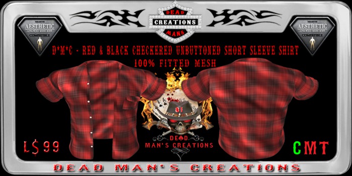Second Life Marketplace - D*M*C - RED & BLACK CHECKERED UNBUTTONED ...