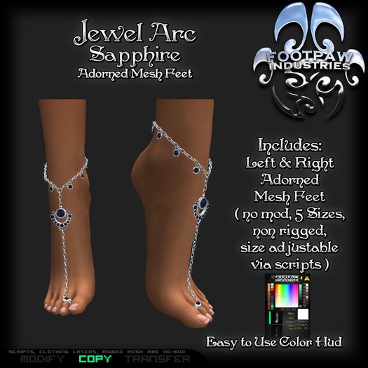 Second Life Marketplace - [FPI] Jewel Arc Sapphire Feet - Lovely Mesh ...