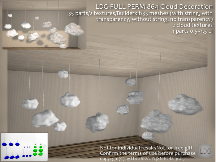 Second Life Marketplace - LDG-FULL PERM 864 Cloud Decoration /35 parts ...