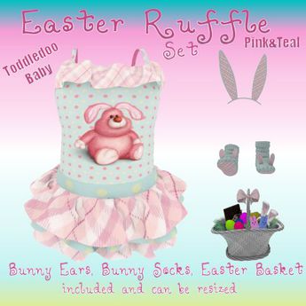 Second Life Marketplace - ~{CD&U}~ Easter Ruffle Set - Boxed Pink&Teal