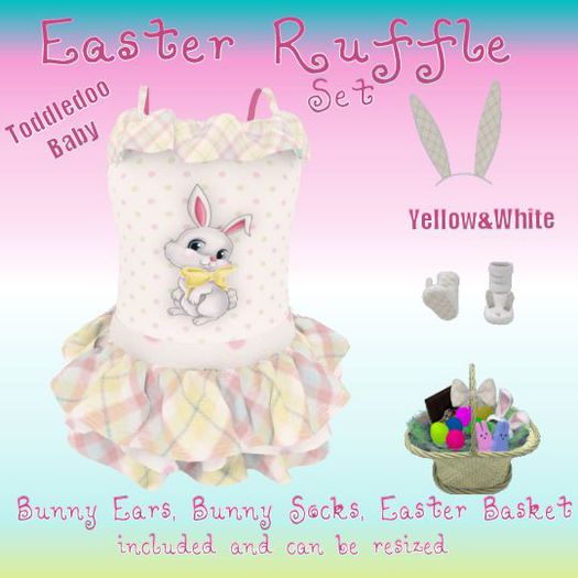 Second Life Marketplace - ~{CD&U}~ Easter Ruffle Set - Boxed Yellow&White