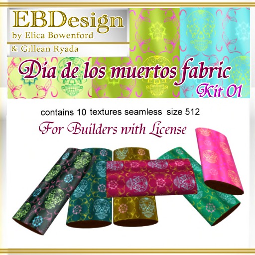 Second Life Marketplace - EBDesign Dia de los muertos fabric Kit 01