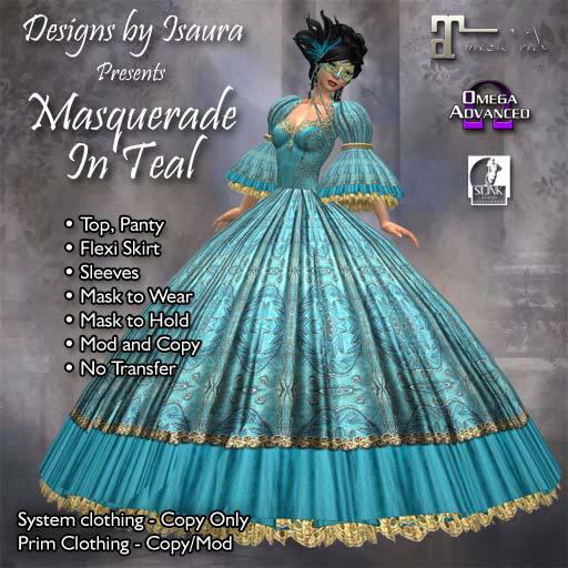Second Life Marketplace - Masquerade Teal Gown