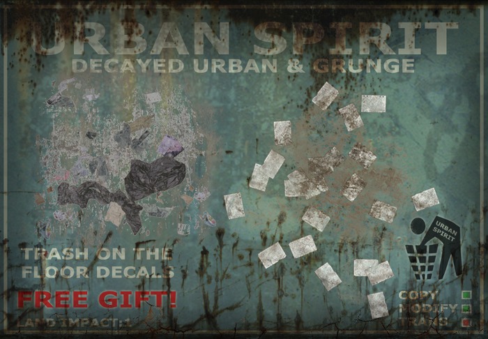 Second Life Marketplace - ~UrBaN SpIrIt~ Trash On The Floor Decals