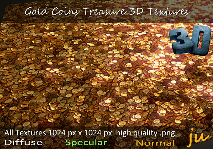 Second Life Marketplace - JU Gold Coins Treasure 3D Textures Full Perm