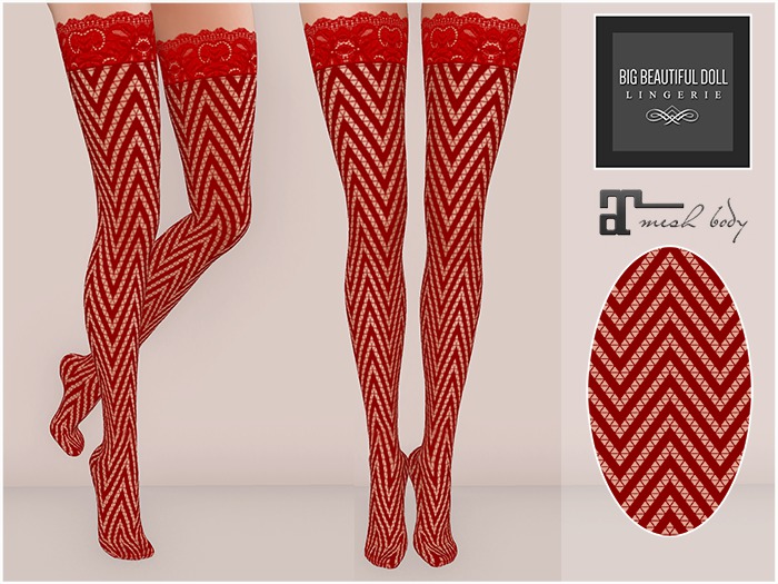 Second Life Marketplace - Stockings Fishnet Pattern Ver.1 Red Maitreya ...