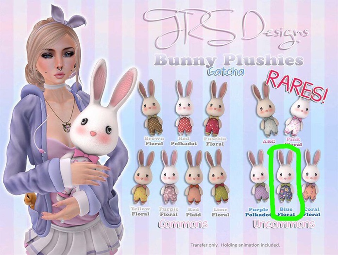 Second Life Marketplace - Bunny Plush Uncommon Blue Floral