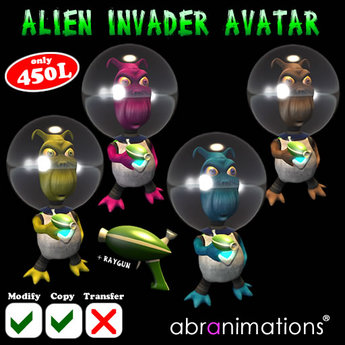 Second Life Marketplace - Alien Invader Avatar + Ray Gun
