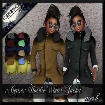 Second Life Marketplace - ::Cerise:: Hoodie Winter Jacket YELLOW