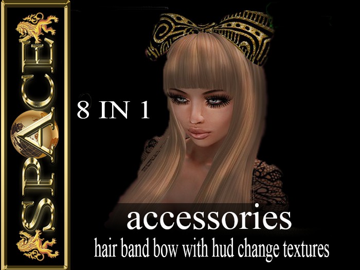 Second Life Marketplace - hair band bow with hud change textures