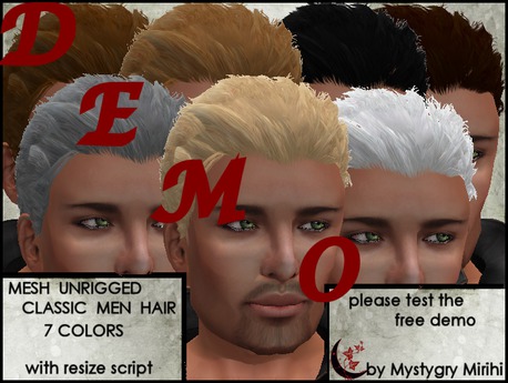 Second Life Marketplace - DEMO free Classic mesh unrigged men hair ...