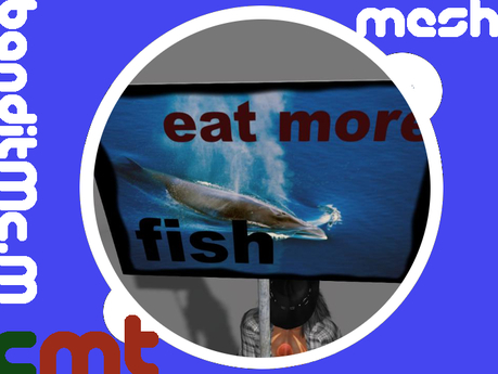 Second Life Marketplace - Demonstration mesh handsign - Eat more fish (wear-animation)