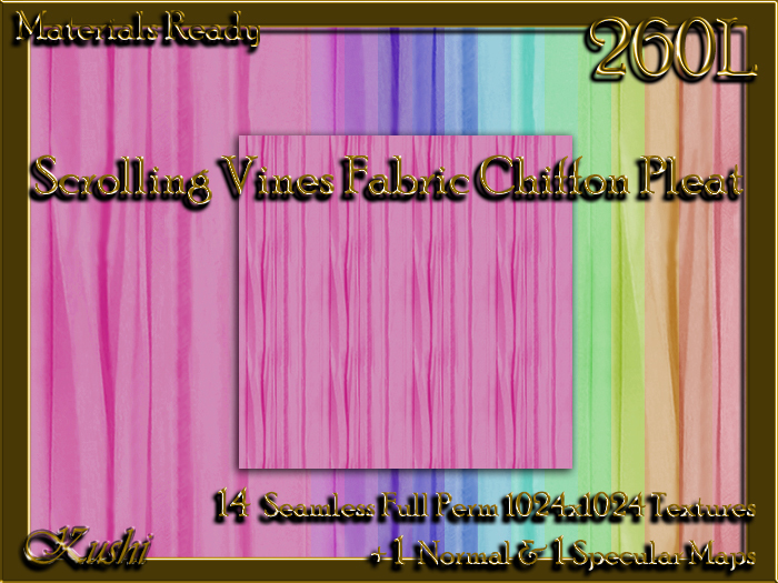 Second Life Marketplace - Scrolling Vines CHIFFON PLEAT texture seamless fabric