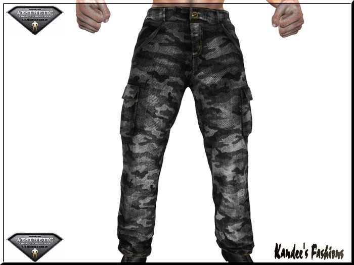 Second Life Marketplace Aesthetic Black Camo Pants