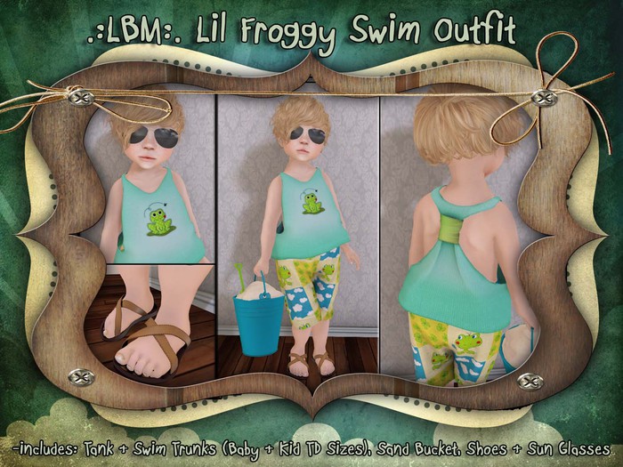 Second Life Marketplace - {Lil Big Me} Lil Froggy Swim Outfit