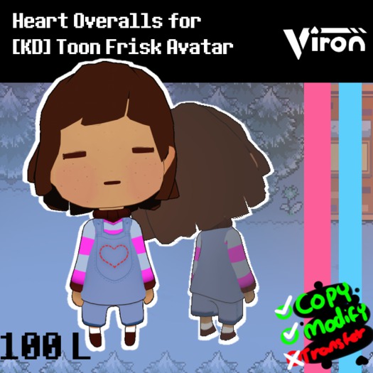 Second Life Marketplace - VIRON - Heart Overalls for [KD] Toon Frisk Avatar
