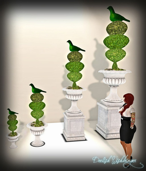 Second Life Marketplace - Twinkling Bird Topiary Urns PACKAGE
