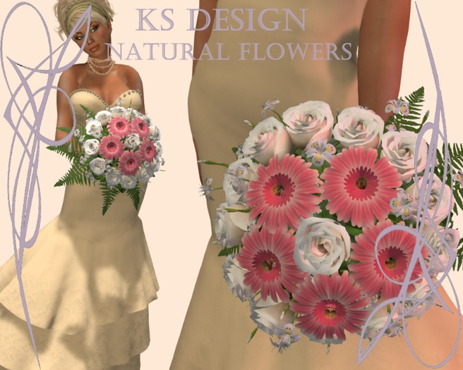 Second Life Marketplace - KS Design: Bouquet of roses and gerberas ...