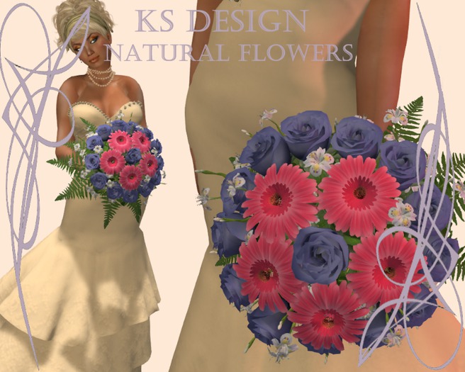 Second Life Marketplace - KS Design: Bouquet of roses and gerberas ...