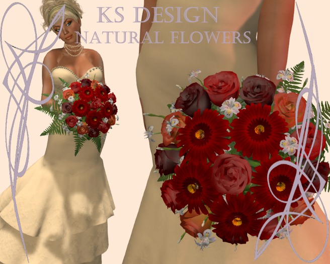 Second Life Marketplace - KS Design: Bouquet of roses and gerberas ...