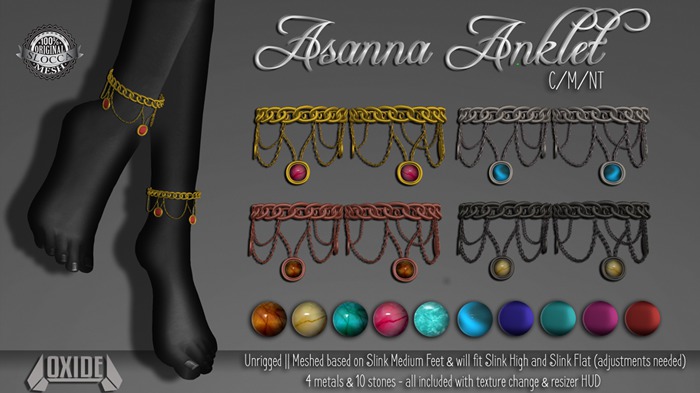 Second Life Marketplace - OXIDE Asanna Anklet ORIGINAL MESH (Urigged ...