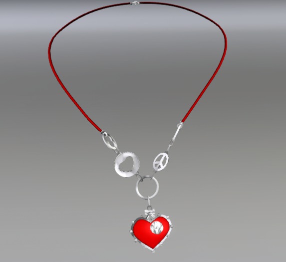 Second Life Marketplace - Leather Necklace red Heart red HUD