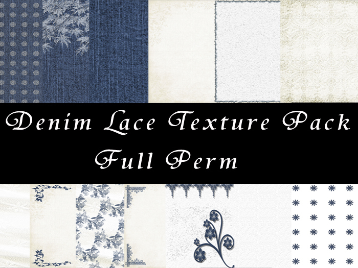 Second Life Marketplace - Denim Lace Textures Pack - FULL PERM