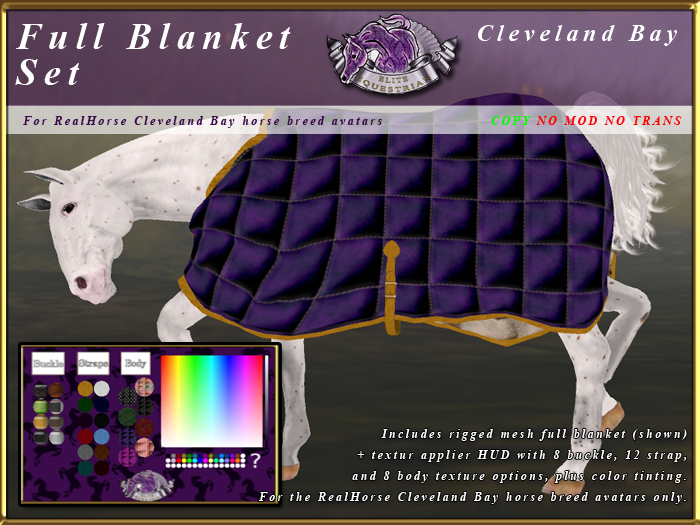 Second Life Marketplace - *E* RealHorse Rigged Full Blanket Set [BOXED ...