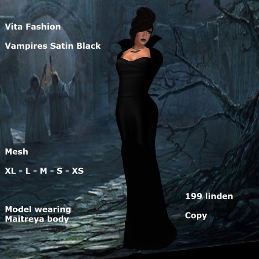 Second Life Marketplace Vita Fashion Vampires Satin Black