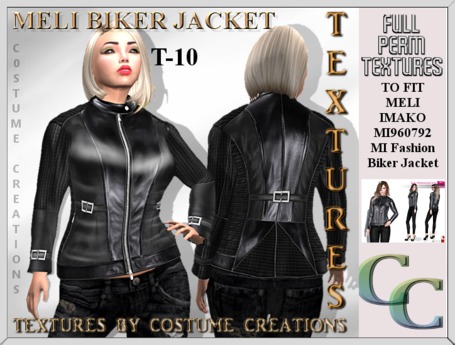 Second Life Marketplace - MELI BIKER JACKET MI960792 T10 FULL PERM TEXTURE