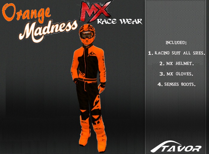 Second Life Marketplace - MX RaceWear Offroad Orange Madness