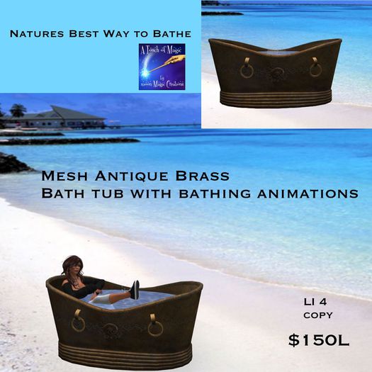 Second Life Marketplace - Antique Brass Animated Tub (crate)
