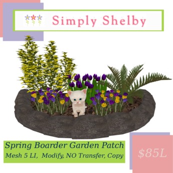 Second Life Marketplace - Springtime Boarder Garden Patch with Kitty