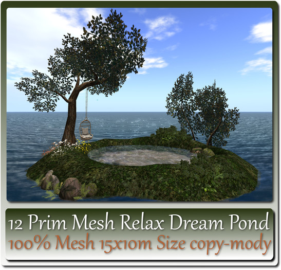 Second Life Marketplace - 12 Prim Mesh Relax Dream Pond 15x10m Size ...