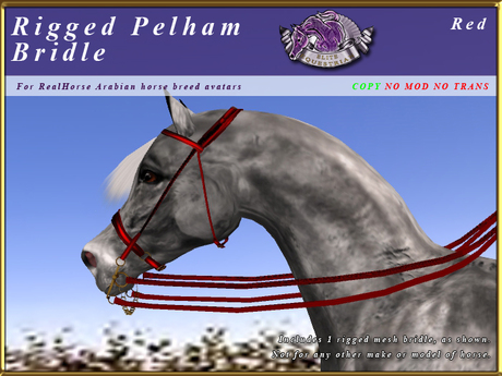 Second Life Marketplace - *E* Rigged Pelham Bridle [BOXED] RHAB Red