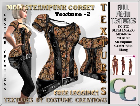 Second Life Marketplace - MELI STEAMPUNK CORSET T2 FULL PERM TEXTURE