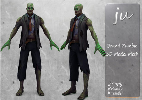 Second Life Marketplace - JU Brand Zombie 3D Model Mesh
