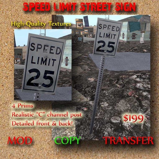Second Life Marketplace - Speed Limit Street Sign graffiti urban neko ...