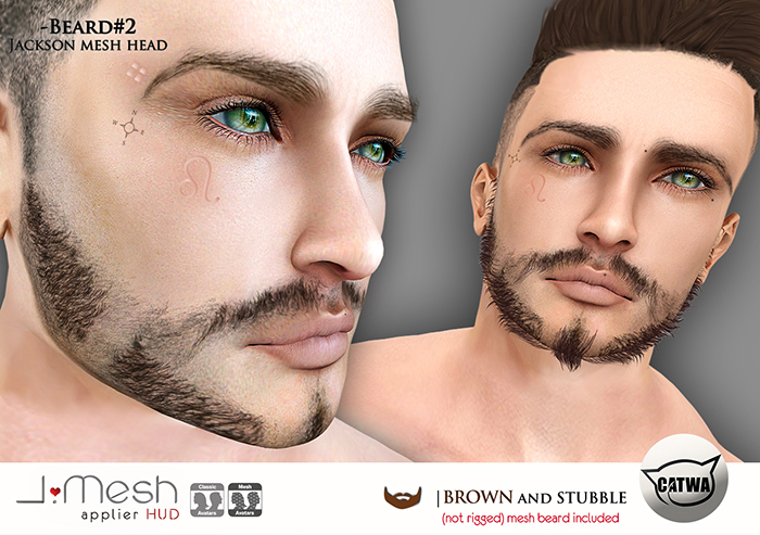Second Life Marketplace - [i.mesh] - Beard#2 BROWN/stub. appliers for ...