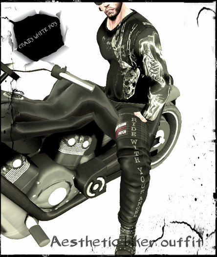 Second Life Marketplace - Aesthetic Leathers_ Complete Biker outfit