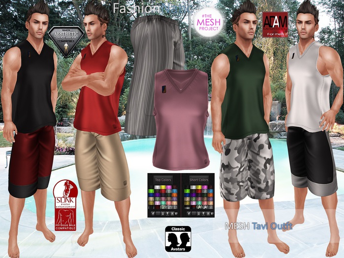 Second Life Marketplace - Tavi Male Outfit - Adam, TMP, Slink ...