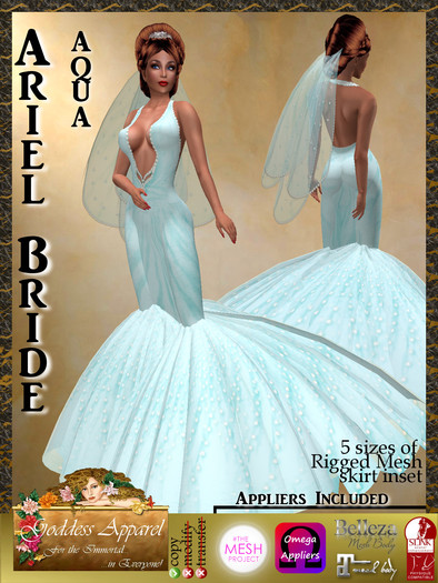 Second Life Marketplace - *Goddess* Ariel Bride Aqua with Appliers