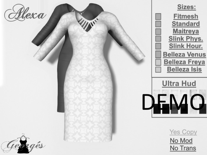 Second Life Marketplace - Alexa Slim Cleavage Dress (DEMO)