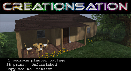 Second Life Marketplace - one bedroom plaster cottage 28 prim