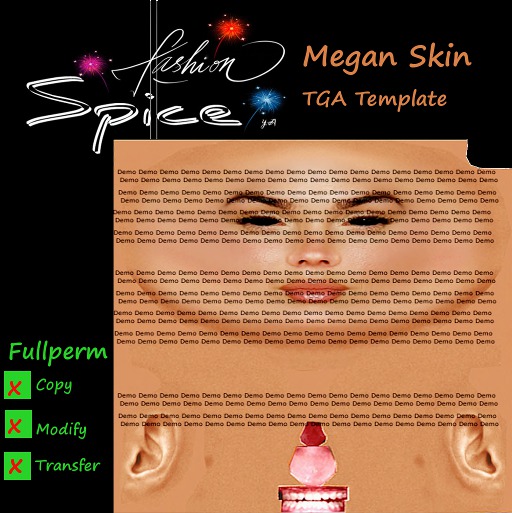 Second Life Marketplace - MEGAN org Face Tga Templates SKINSF.JPDesigns