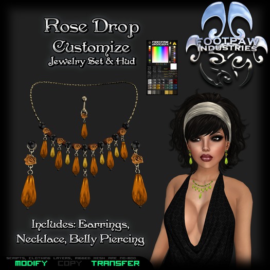 Second Life Marketplace - [FPI] Rose Drop Customize - A Stylish Jewelry Set with Necklace ...