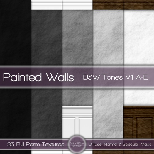 Second Life Marketplace - {L} Painted Walls-B&W Tones V1 A-E