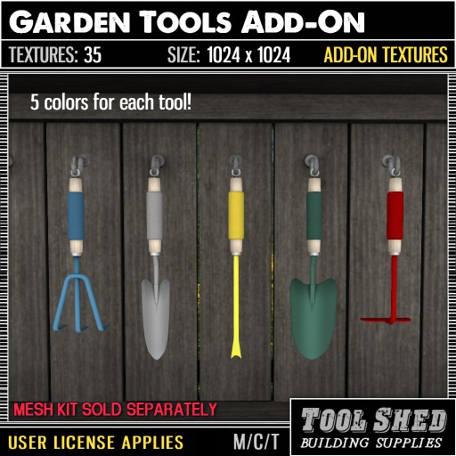 Second Life Marketplace - Tool Shed - Garden Tools Add-On Textures
