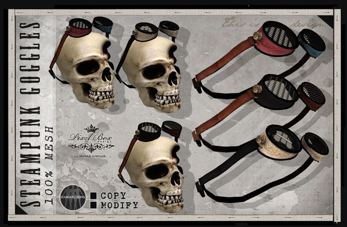 Second Life Marketplace - PIXEL BOX - Steampunk accessories Goggles (B)