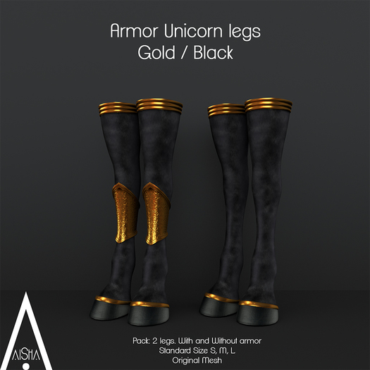 Second Life Marketplace - .AiShA. Armor Unicorn Legs Gold/Black